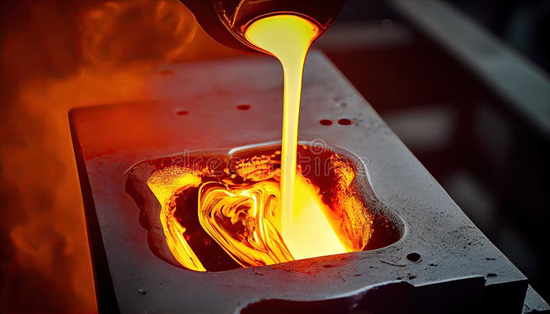 Liquid Gold Poured into Graphite Casting Form Stock Illustration ...