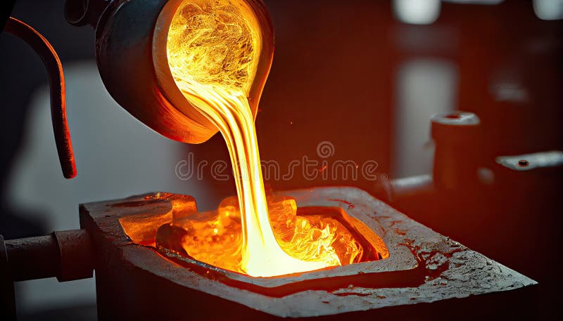 Liquid Gold Poured into Graphite Casting Form Stock Illustration ...