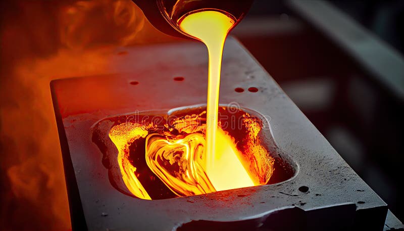 Liquid Gold Poured into Graphite Casting Form Stock Illustration ...