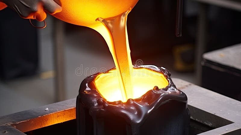 Liquid Gold Poured into Graphite Casting Form Stock Image - Image of ...