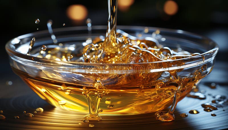 Liquid Gold Pouring into Glass, Refreshing Whiskey Drink Generated by ...