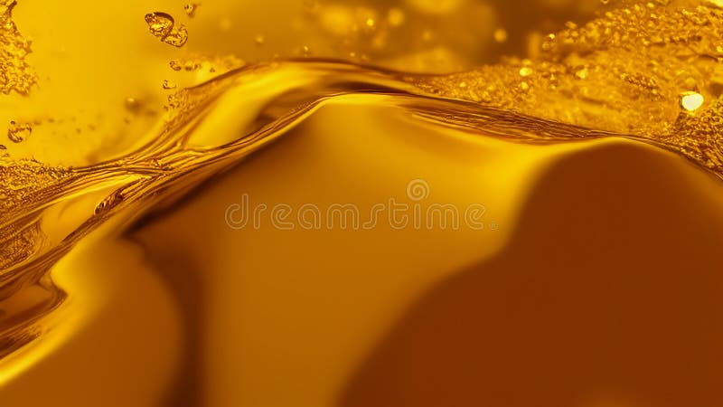 Liquid Gold. Splashes of Liquid Gold with Flying Drops. Yellow ...