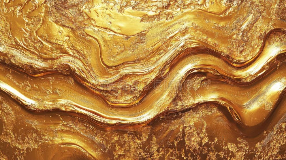 Liquid Gold Texture Background: Abstract Golden Wave Pattern Stock Illustration - Illustration ...