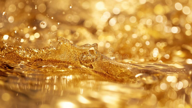Liquid gold water splash stock illustration. Illustration of golden ...