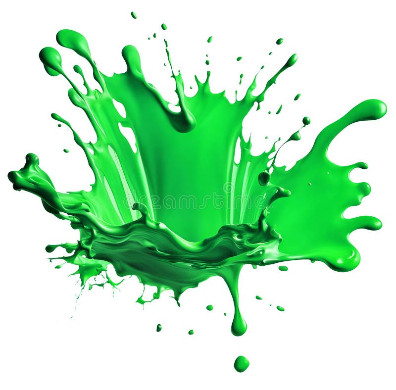 Liquid Green Paint Making Big Splash and Drops Isolated Stock ...