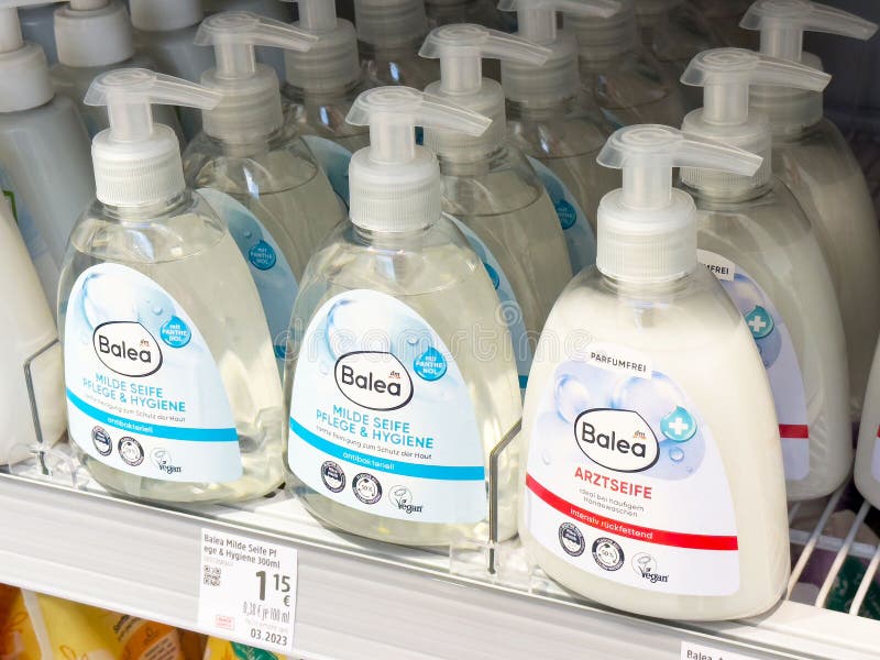 Liquid Hand Soap Selection in Store Display with Balea Hygiene Products ...