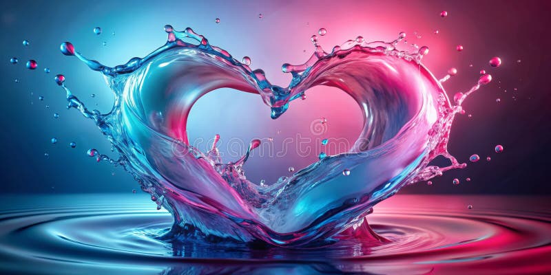 Liquid Heart a Vibrant Water Splash Forming a Heart Shape Against a ...