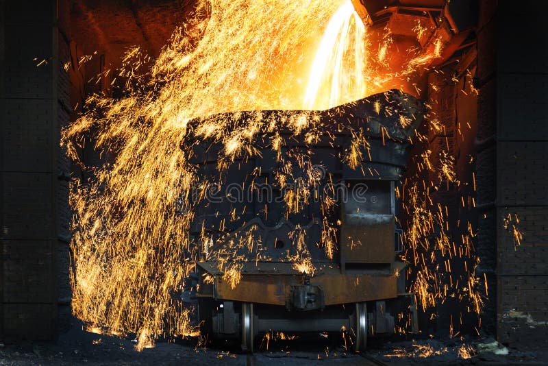 Liquid Iron from Ladle in the Factory Stock Photo - Image of burn ...