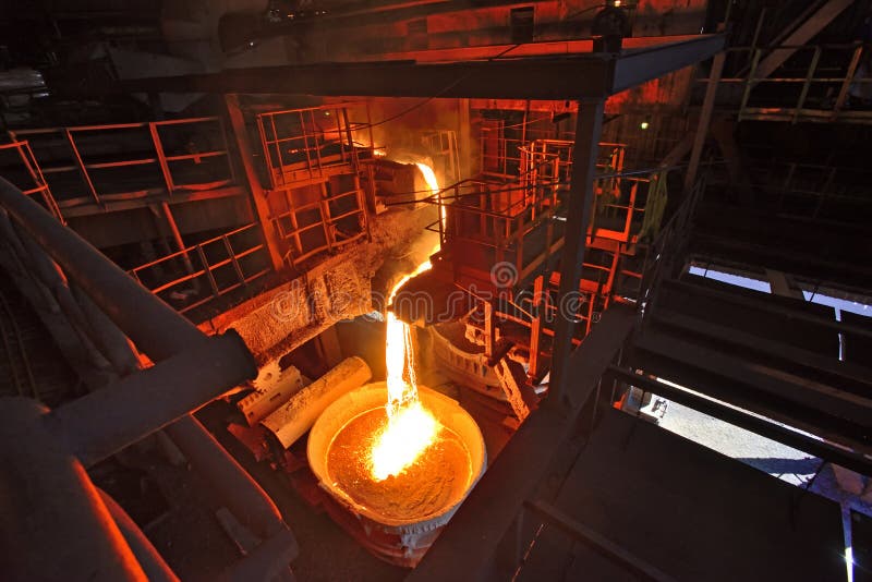 Liquid iron from the ladle stock photo. Image of factory - 54959888