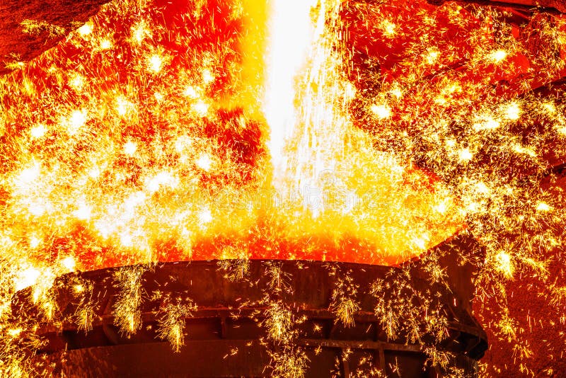 Liquid iron from ladle stock image. Image of industrial - 47384339