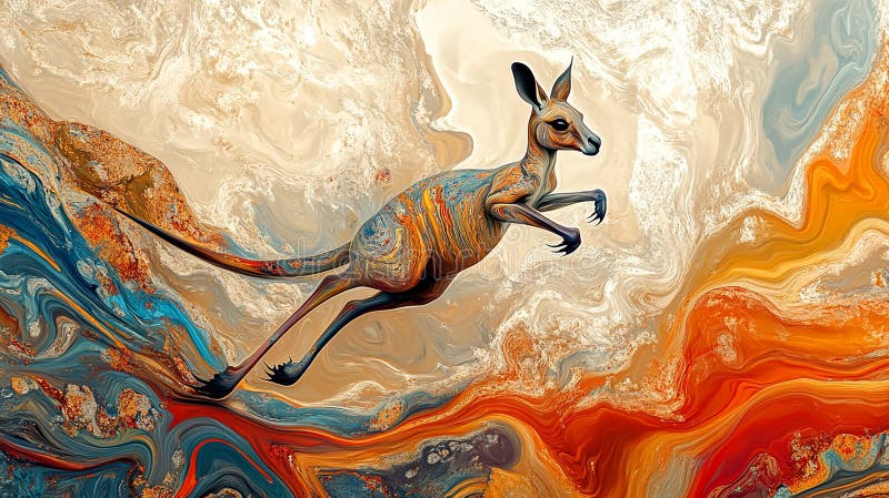 Liquid Kangaroo: Leaping through an Abstract Landscape Stock ...