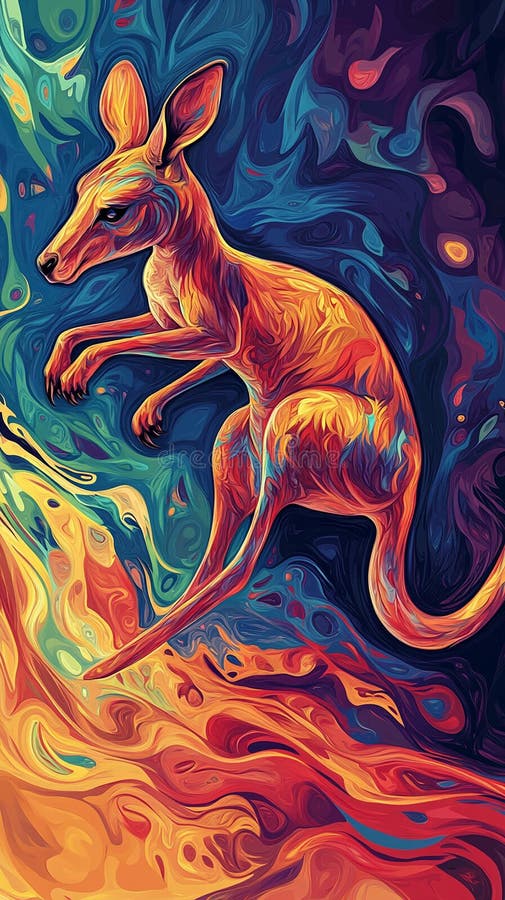 Liquid Kangaroo: Leaping through an Abstract Landscape Stock ...