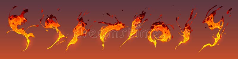 Liquid Lava Splashes with Fire and Drops Stock Vector - Illustration of ...