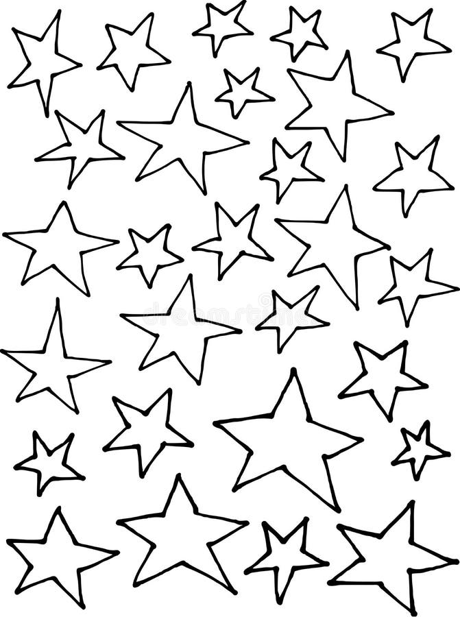 Liquid Line Irregular Stars Hand Drawn Over White Stock Vector ...