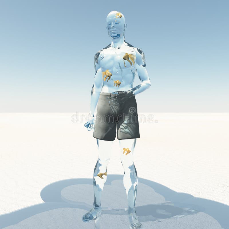 Liquid man with goldfish stock illustration. Illustration of cold ...
