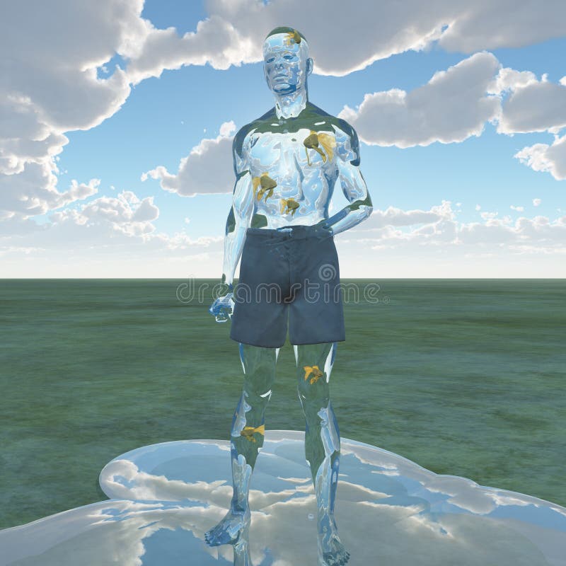Liquid man with goldfish stock illustration. Illustration of life ...