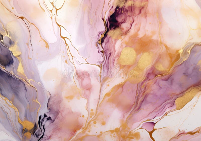 Liquid Marble Painting Background Design with Gold Glitter Dust Texture ...