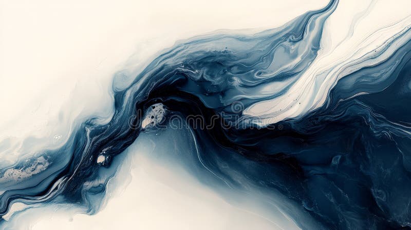 Liquid Marble Texture with Bold Navy Blue and Soft Cream, with Organic ...