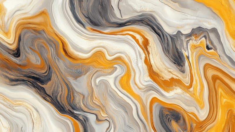 Liquid Marble Texture in Warm Amber and Pale Grey, with Smooth Flowing ...