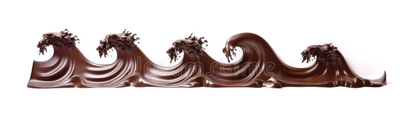 Chocolate Wave with Splashes on Solid White Background, AI Generative ...