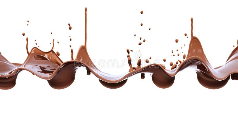 Chocolate Wave with Splashes on Solid White Background, AI Generative ...