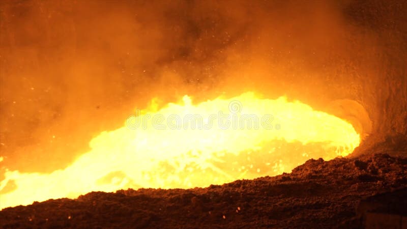 Liquid Metal from Blast Furnace. Liquid Metal Pouring Stream Stock ...
