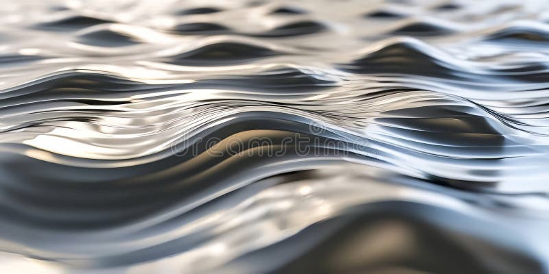 A Liquid Metal 3D Background Featuring Slow-moving, Reflective Silver ...