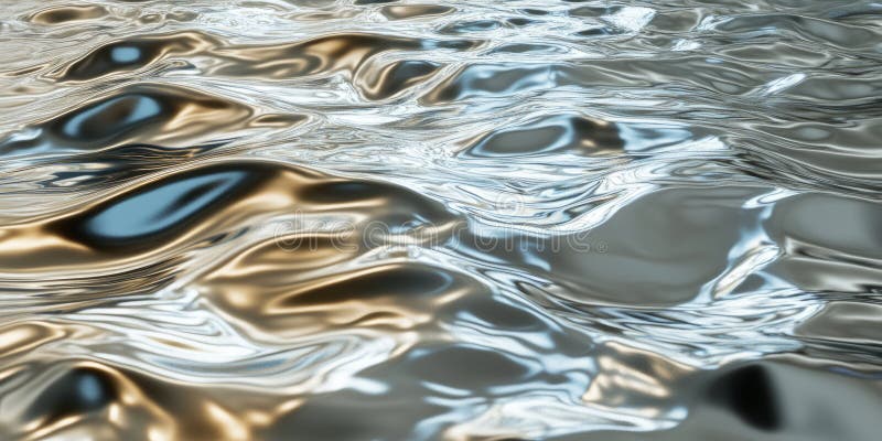 A Liquid Metal 3D Background Featuring Slow-moving, Reflective Silver ...