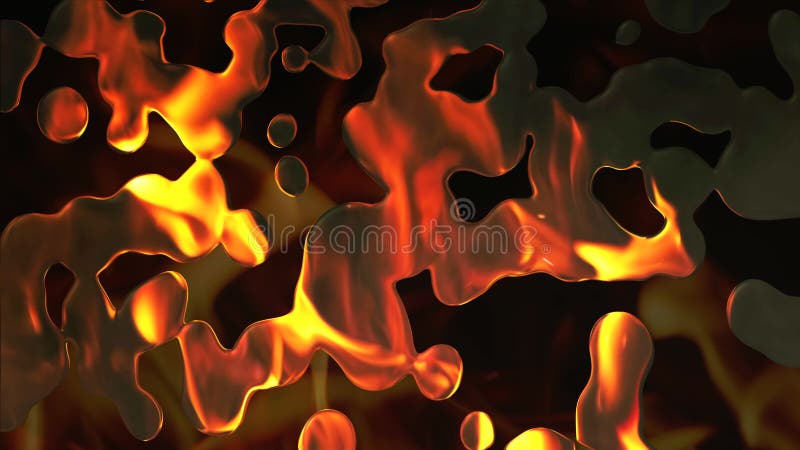 Liquid Metal with Flame Reflection Stock Footage - Video of glowing ...
