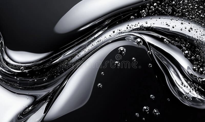 Liquid Metal Mercury Silver Swirling Abstract Background Design Element Stock Illustration ...