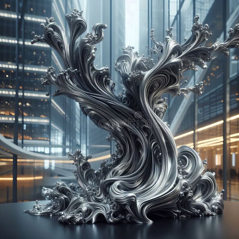 31 63. Liquid Metal Sculpture_ a Sculpture Made from Liquid Mta Stock ...