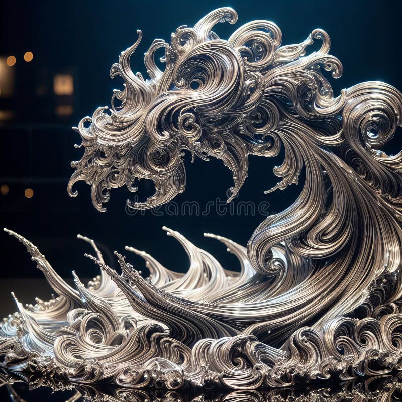 35 63. Liquid Metal Sculpture_ a Sculpture Made from Liquid Mta Stock ...