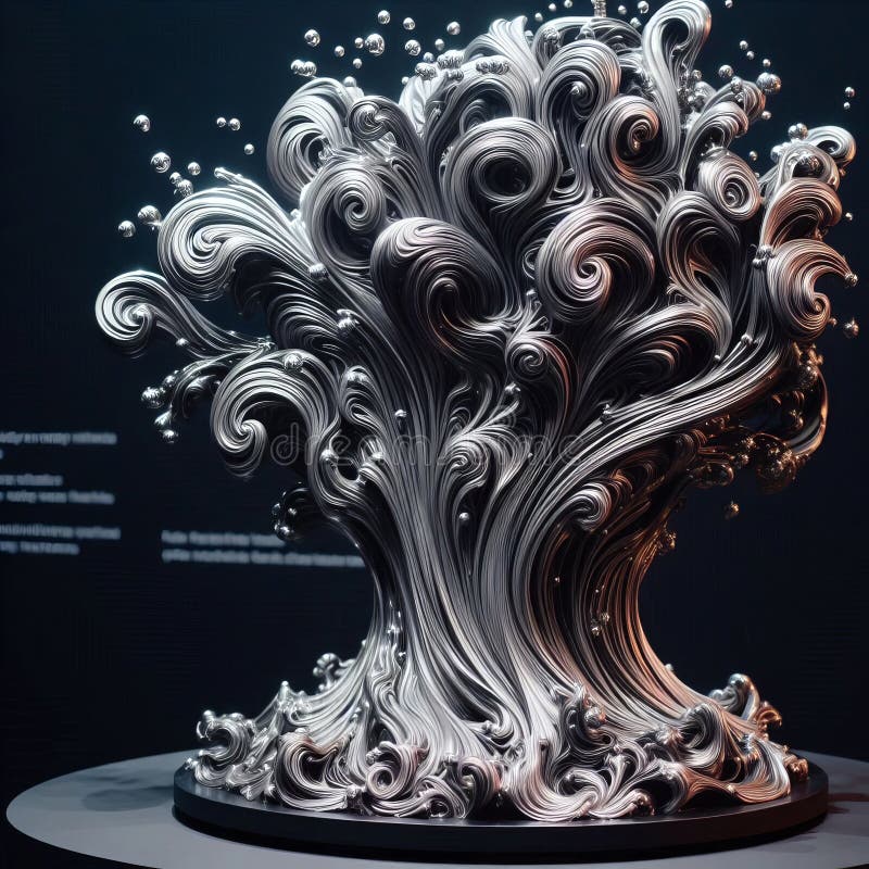 37 63. Liquid Metal Sculpture_ a Sculpture Made from Liquid Mta Stock ...