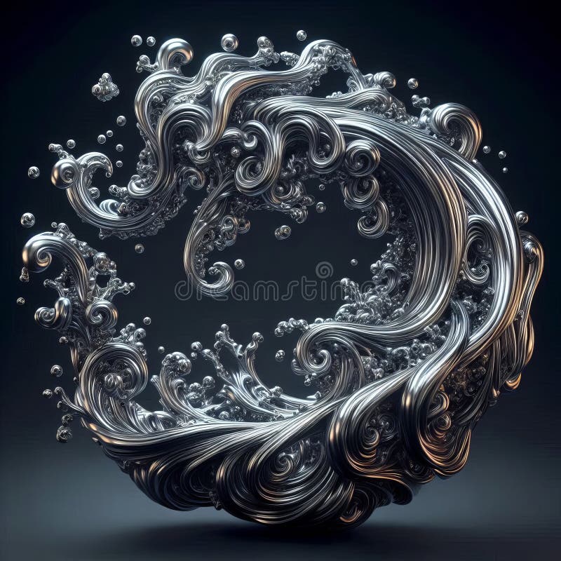 38 63. Liquid Metal Sculpture_ a Sculpture Made from Liquid Mta Stock ...