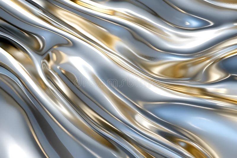 Liquid Metal, Silver and Gold Flowing Abstract Textures, Seamless Loop ...
