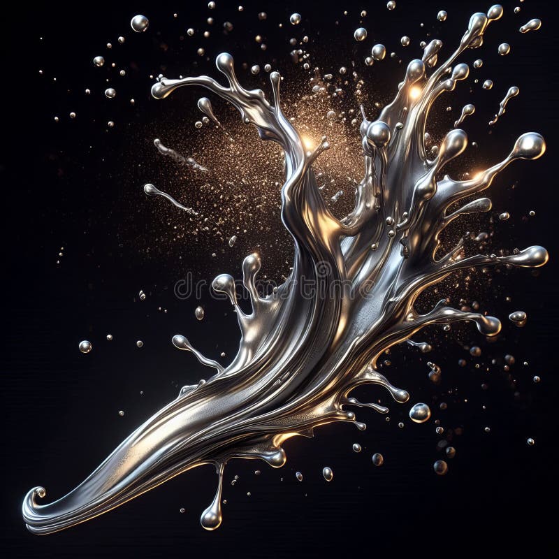 Liquid Metal Splatter a Splatter that Forms a Flowing Metallic S Stock ...