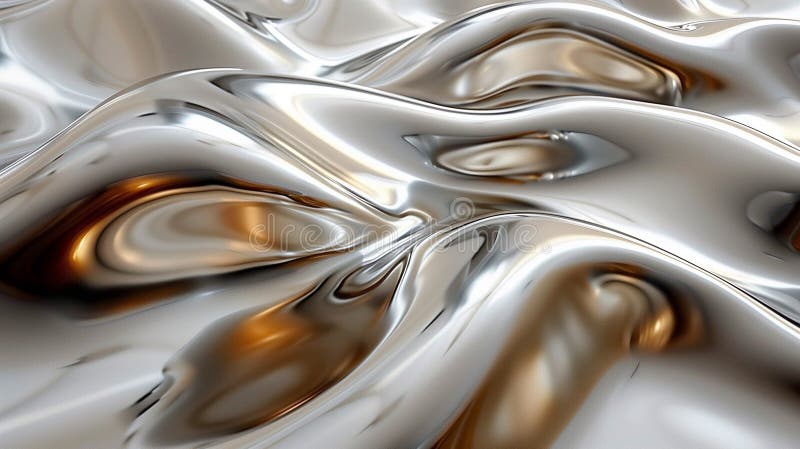 Liquid Metal Surface with Ripples and Reflections Stock Illustration ...