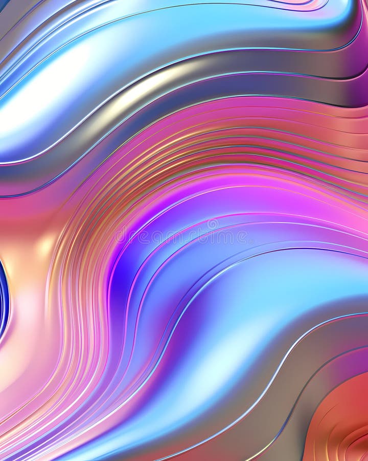 Liquid Metal Texture Abstract Background with Soft Neon Colors - Wave ...