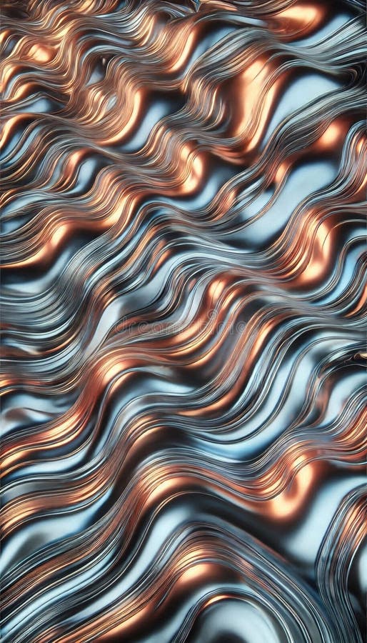 Liquid Metal Waves: Abstract Flowing Texture Stock Illustration ...