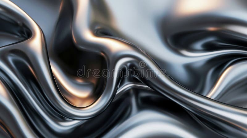 Liquid Metal Waves Flow in a Mesmerizing Abstract Dance Stock Illustration - Illustration of ...