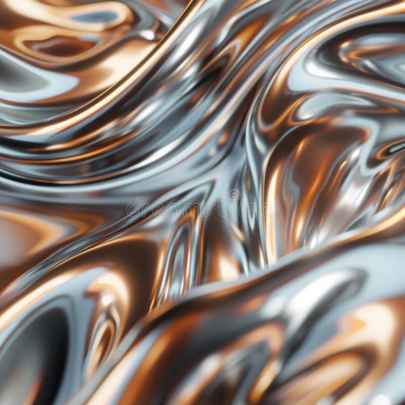 Liquid Metal Waves Shimmer in Fluid Motion Stock Illustration ...
