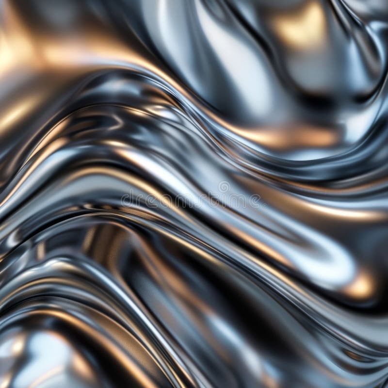 Liquid Metal Waves Sparkle with Golden Highlights Stock Illustration ...