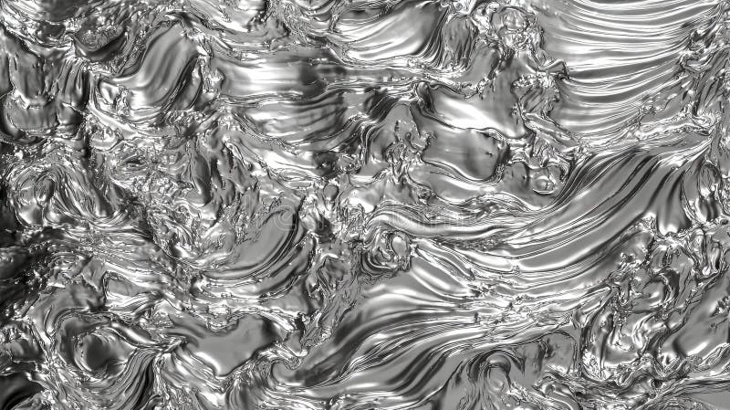Liquid Metallic Chrome Abstract Background Silver Gradient Pattern ...
