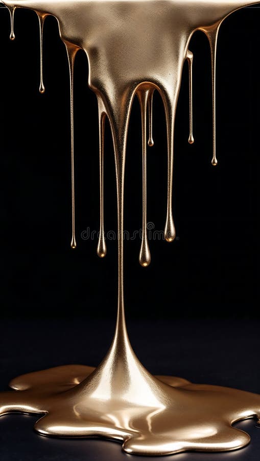 Liquid Metallic Paint Dripping Elegantly on a Jet-Black Surface Stock ...