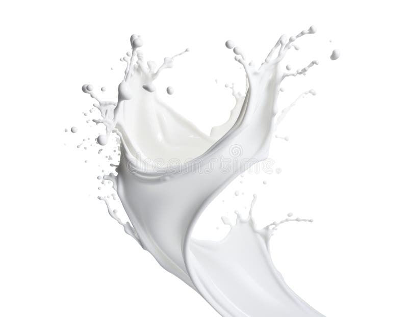 Liquid Milk Flow Streams. Realistic Milk Splashes with Drops and ...