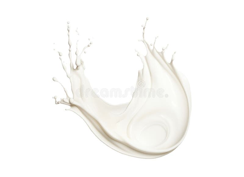 Liquid Milk Flow Streams. Realistic Milk Splashes with Drops and ...