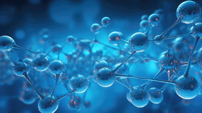 Liquid molecule blue stock illustration. Illustration of visualization ...