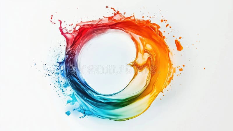 Liquid Motion Flow Explosion in an Abstract Circle. Colorful, Curved ...