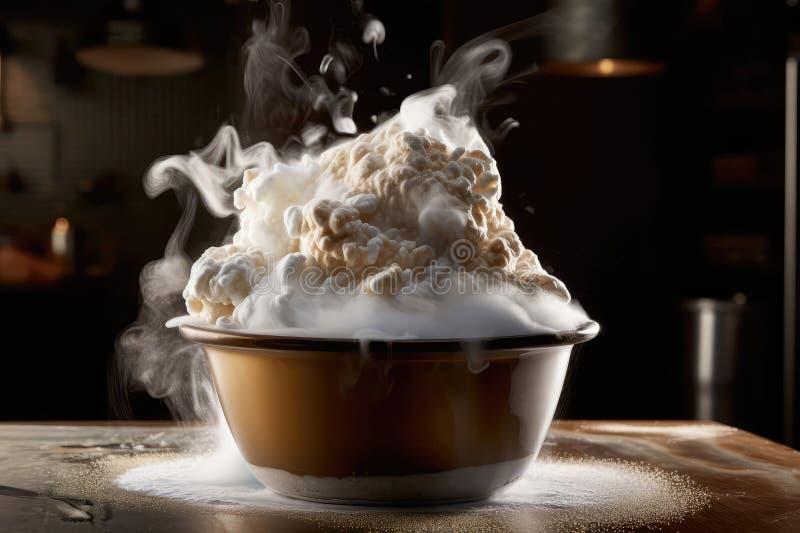 Liquid Nitrogen Cascading Over Mound of Luscious Ice Cream. Generative ...