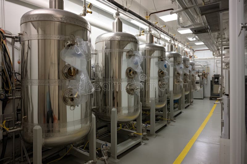 Liquid Nitrogen Tanks in Cryonics Lab Stock Illustration - Illustration ...